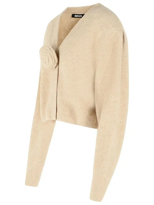 ROTATE BY BIRGER CHRISTENSEN Beige Alpaca Blend Cardigan - Cream