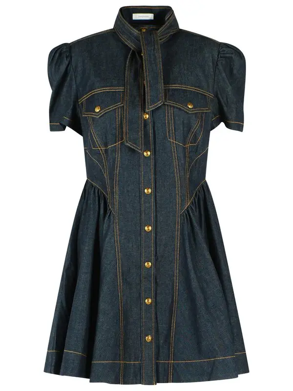 Zimmermann Corset' Navy Denim Dress - Blue