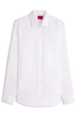 Hugo Slim-fit Cotton Shirt With A Concealed Placket
