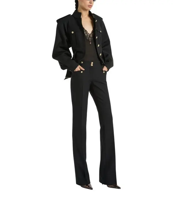 Balmain Pleated Wool Gabardine Trousers