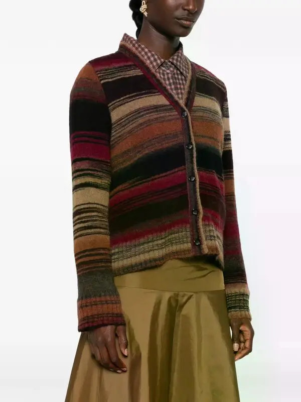 NEERA Striped V-neck Cardigan