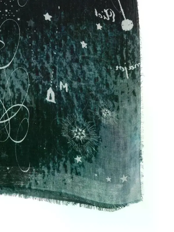 Faliero Sarti Celestial-print Frayed Scarf