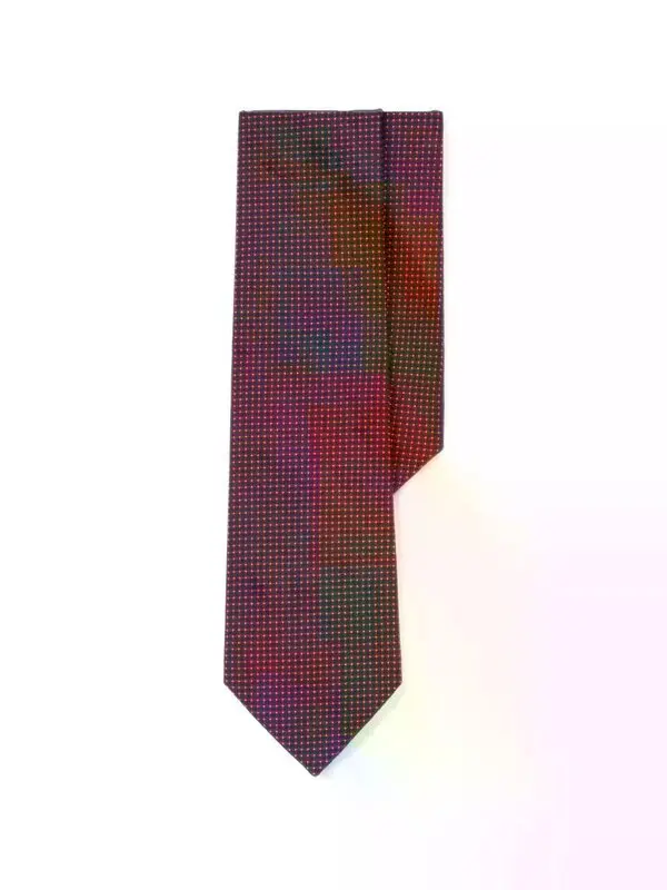 Boggi Milano Tie Jacquard Geometric Motif Silk - Red