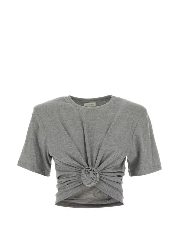 Magda Butrym Knot-detail Padded-shoulder T-shirt - Grey