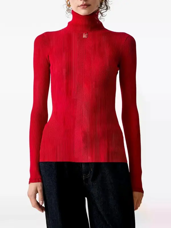 Elisabetta Franchi Ribbed Logo-plaque Top - Red