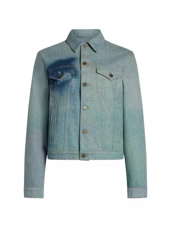 JEAN PAUL GAULTIER Denim Jacket With Face Print - Blue