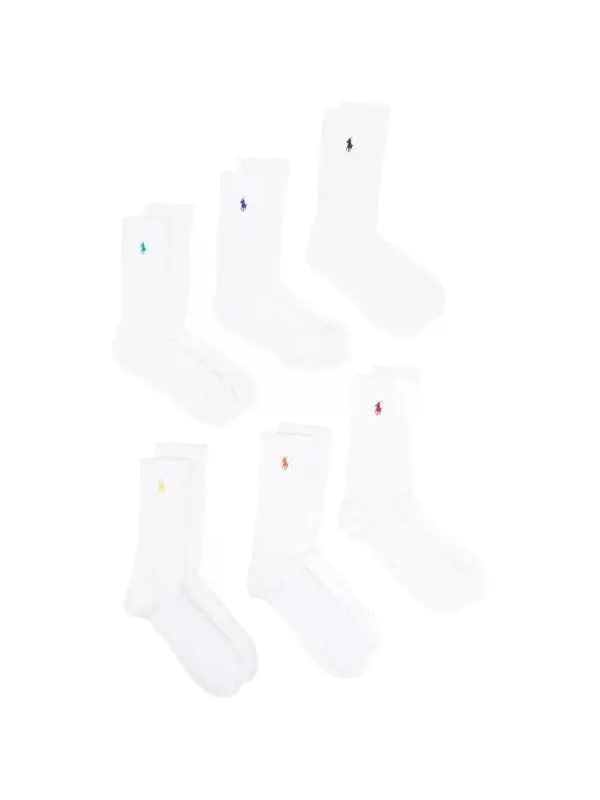 Polo Ralph Lauren Embroidered-logo Ribbed Socks