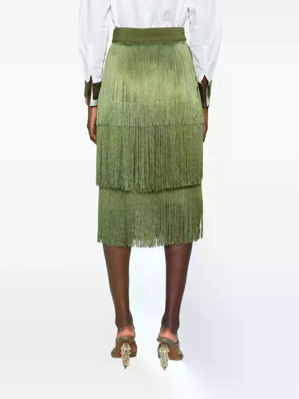 ROSANNA OCAMPO Lola Fringed Tiered Mid Skirt