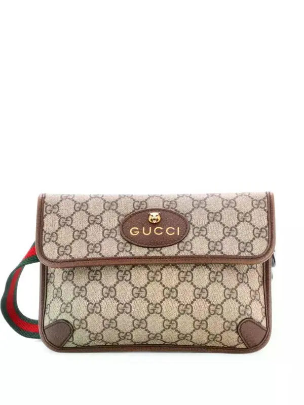 Gucci Neo Vintage Flap Gg Coated Canvas Belt Bag - Brown