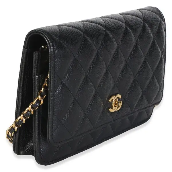 Chanel Quilted Caviar Cc Wallet On Chain