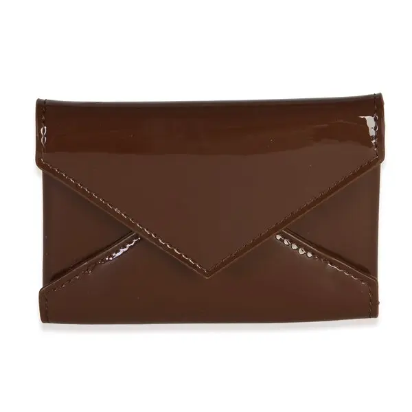Saint Laurent Patent Envelope Flap Card Case - Brown