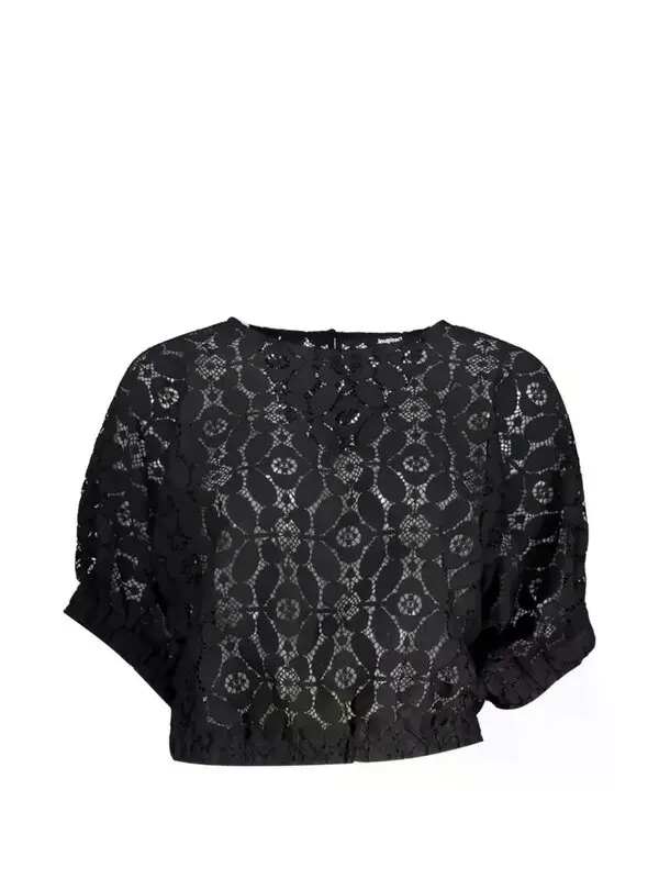 Desigual Floral-lace Cropped Top - Black