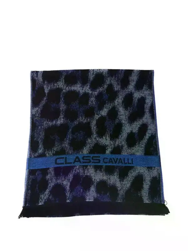 Roberto Cavalli Leopard-print Logo-band Scarf