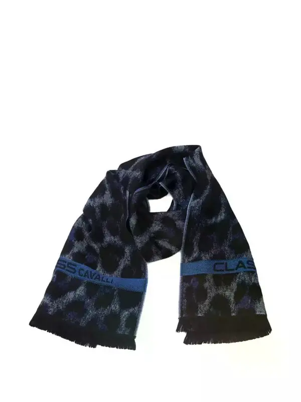 Roberto Cavalli Leopard-print Logo-band Scarf