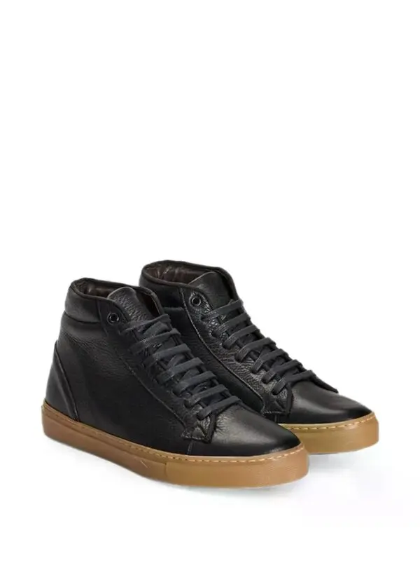 ROBERTO PEPE LUXURY Pebbled-leather High-top Sneakers