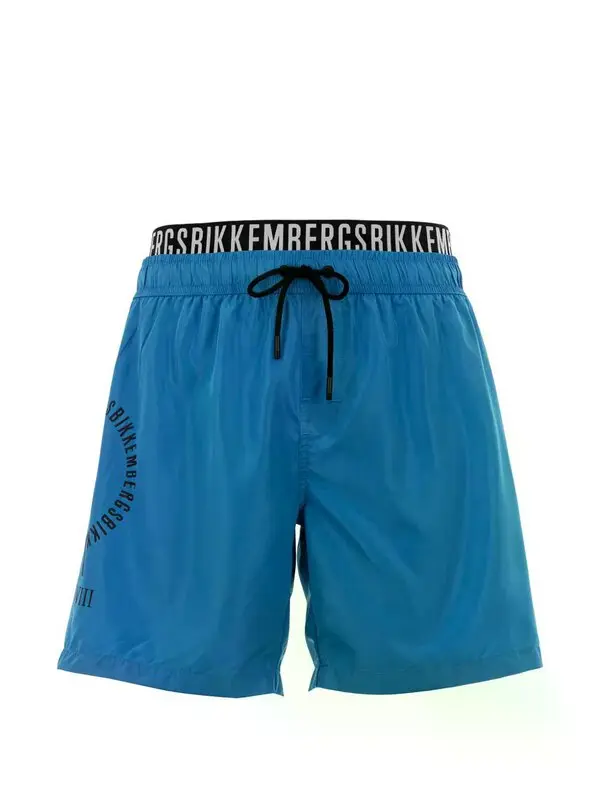 BIKKEMBERGS Logo-print Drawstring Swim Shorts - Blue