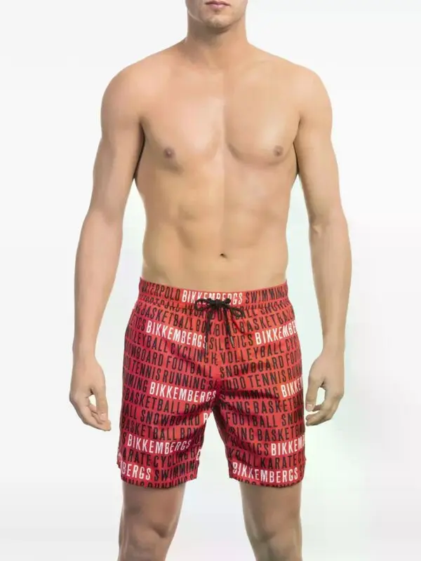 BIKKEMBERGS Logo-print Swim Shorts - Red