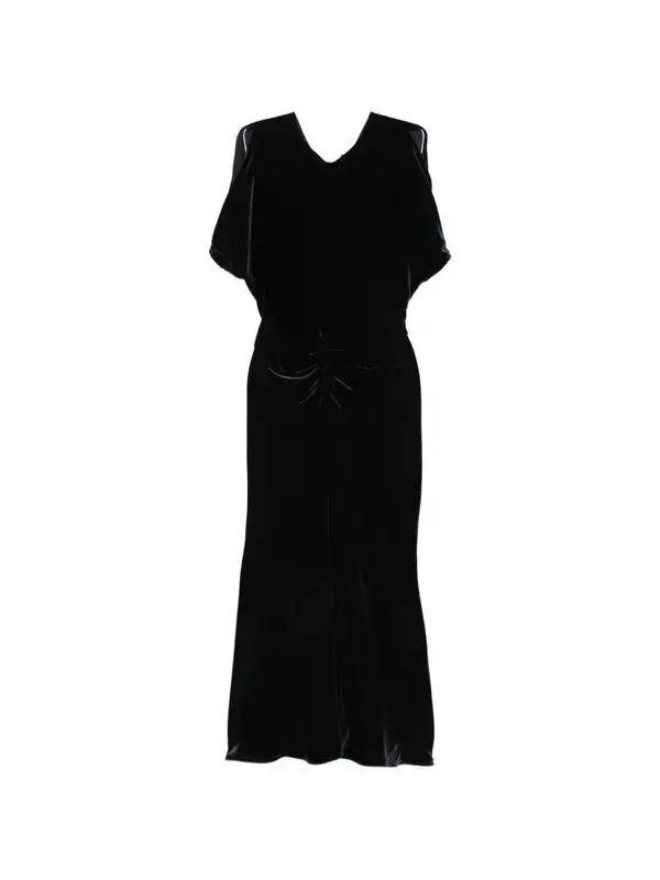 Victoria Beckham Bela Ruched Velvet Midi Dress - Blue