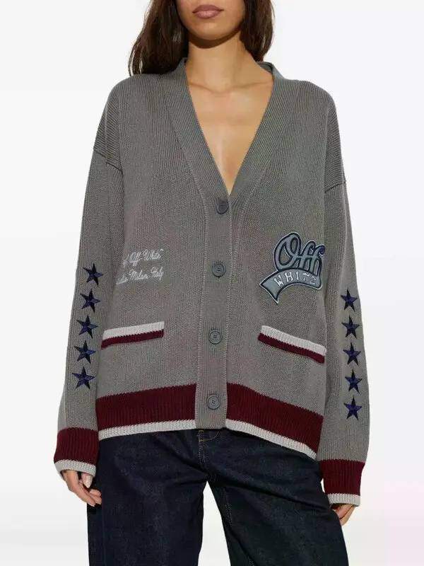 Off-White Logo-patch Wool Cardigan
