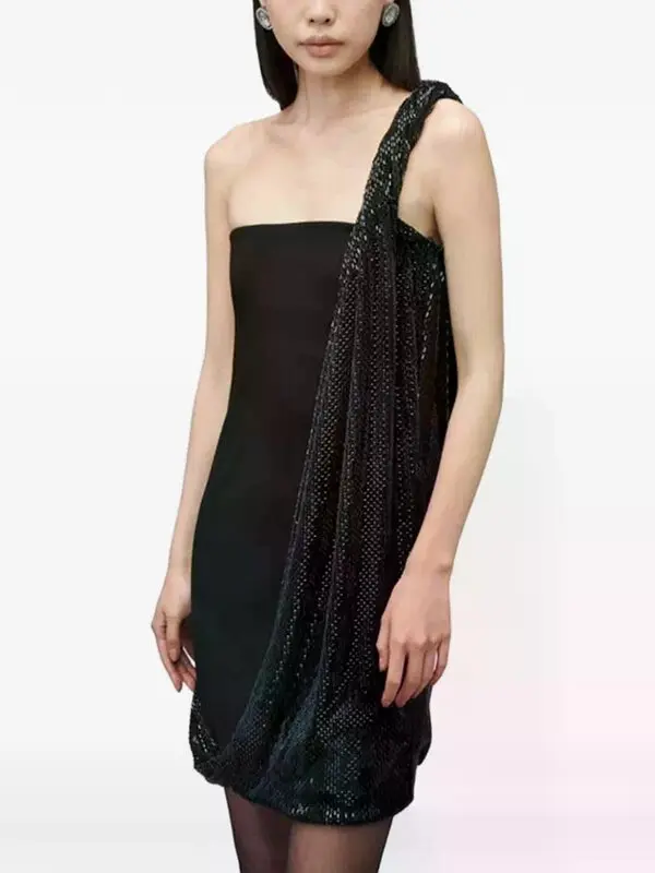 Alexander Wang Asymmetric Strapless Dress W/ Hotfix Twist Drape