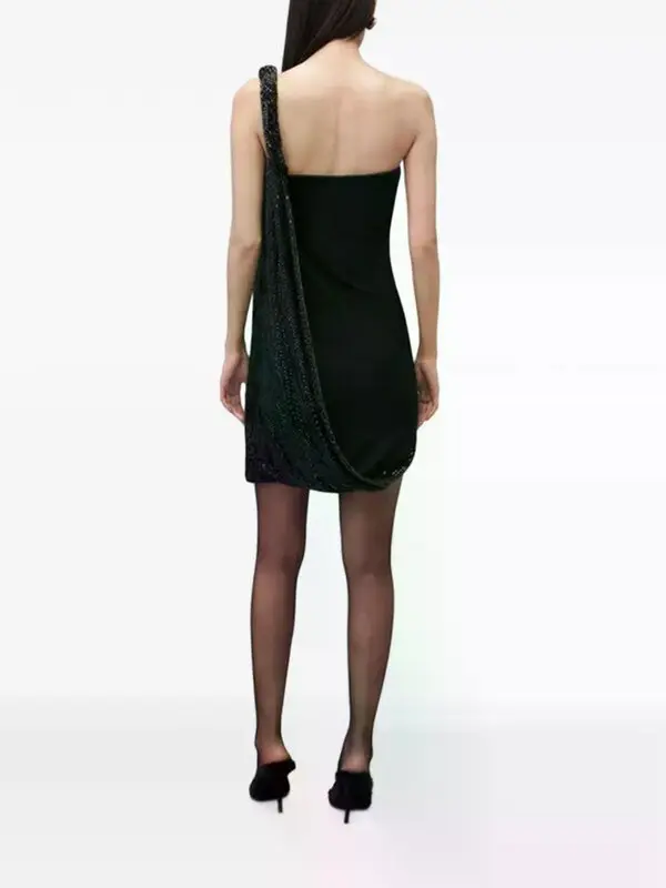 Alexander Wang Asymmetric Strapless Dress W/ Hotfix Twist Drape
