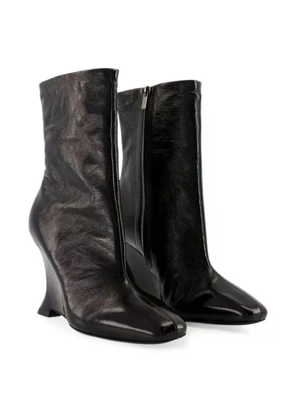 Balmain Patent-leather Wedge Ankle Boots