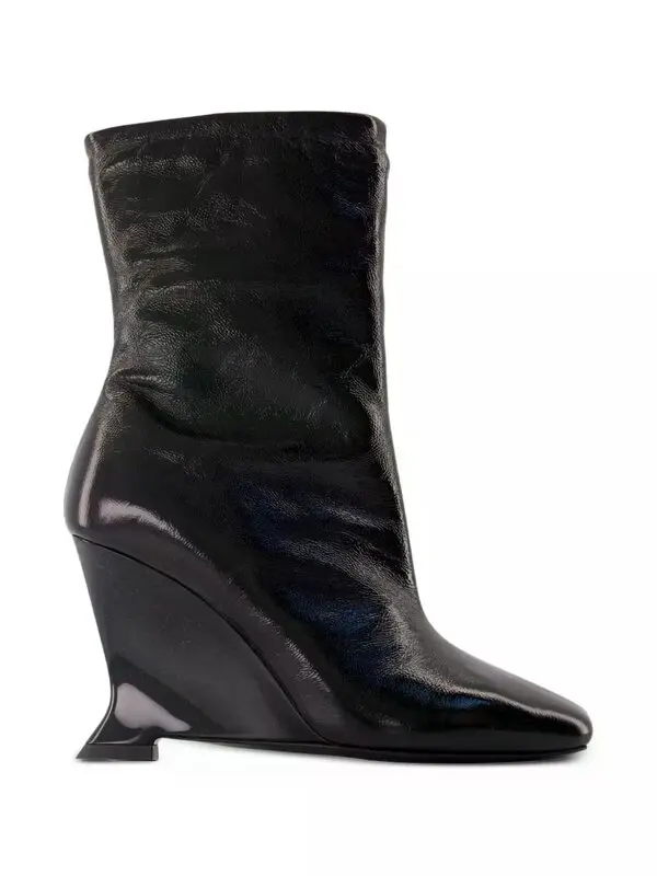 Balmain Patent-leather Wedge Ankle Boots