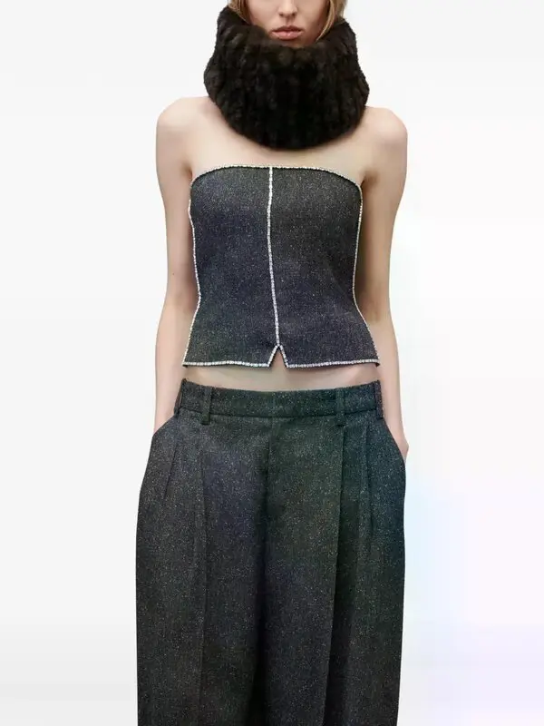Alexander Wang Strapless Bustier Top W/ Embellished Chain