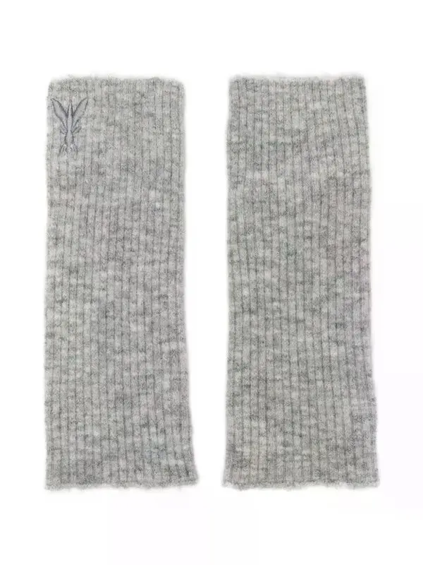 Patrizia Pepe Ribbed-knit Gloves - Grey
