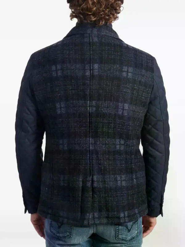 ROBERTO PEPE LUXURY Plaid-pattern Quilted-sleeve Jacket