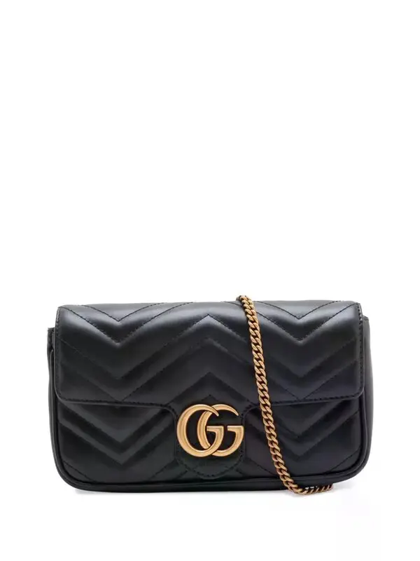 Gucci 2016-2026 Small Gg Marmont Matelasse Calfskin Flap Crossbody Bag - Black