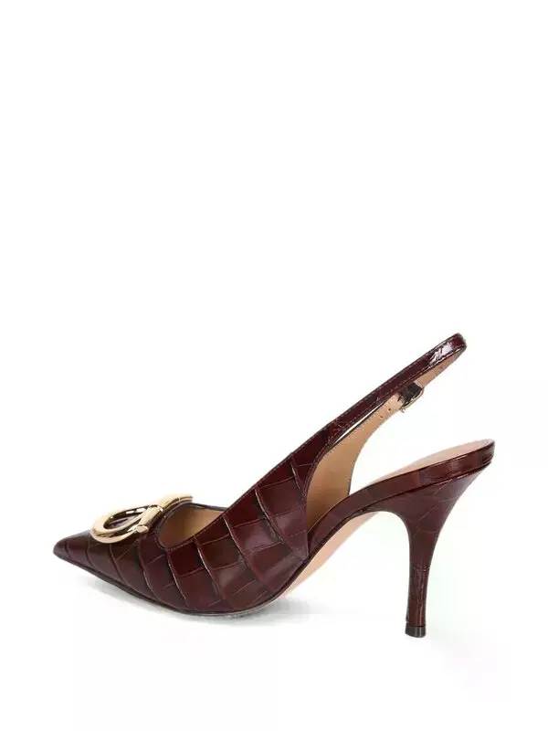 FERRAGAMO Gancini Croc-effect Slingback Pumps