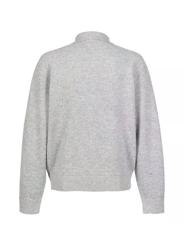 CEDARWOOD Distressed Waffle-knit Cardigan