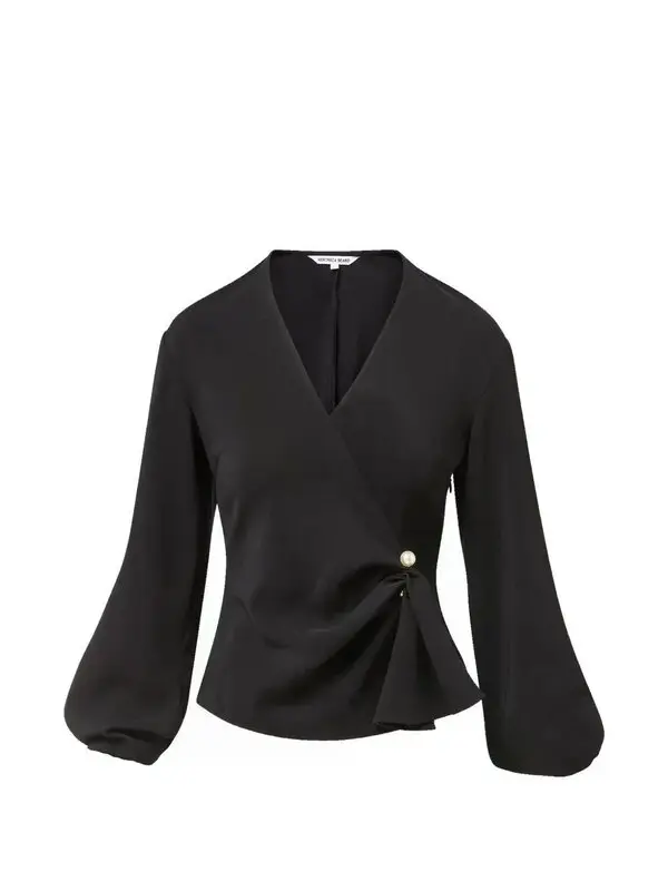 Veronica Beard Drew Faux-pearl Wrap Blouse - Black