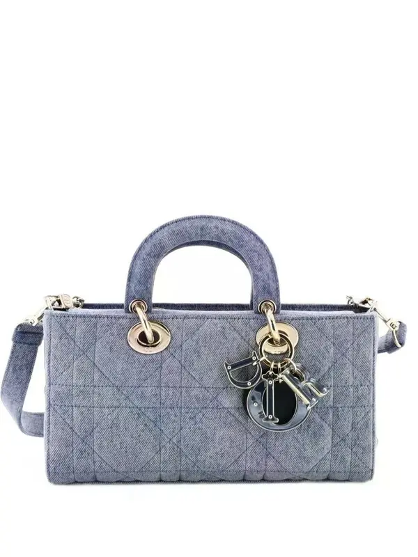 Dior Lady D-joy Bag Macrocannage Quilt Denim Medium Satchel