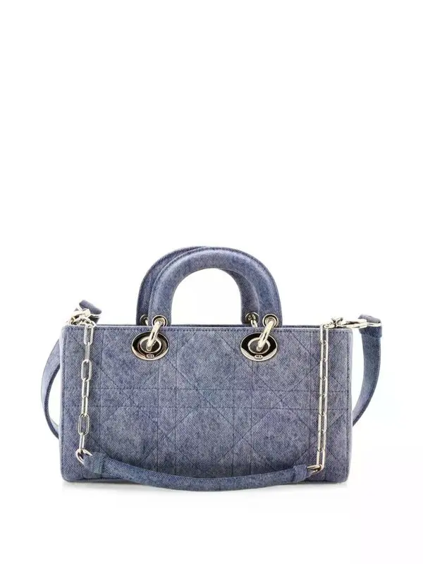 Dior Lady D-joy Bag Macrocannage Quilt Denim Medium Satchel