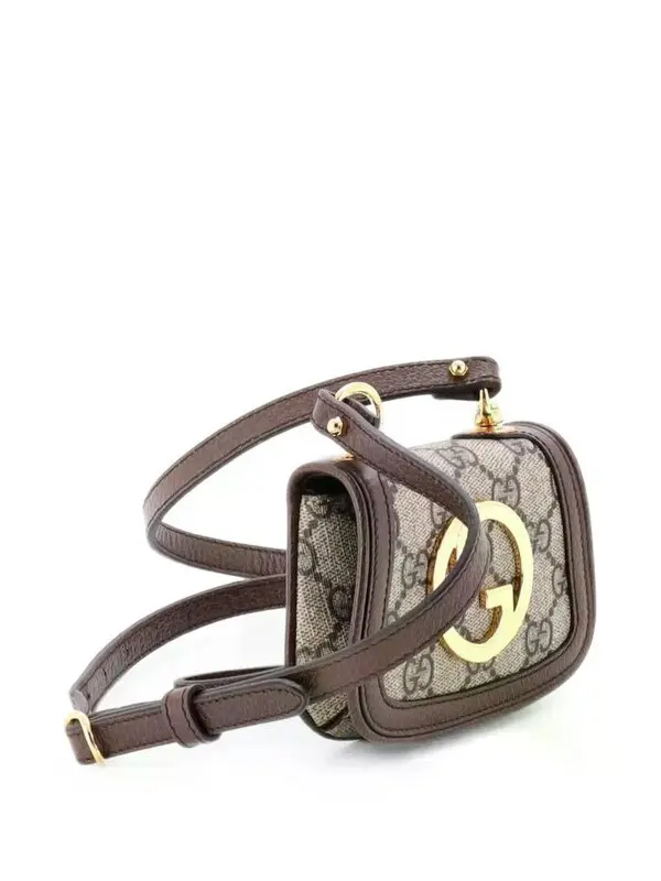 Gucci Blondie Nm Card Case Wallet With Strap Gg Coated Canvas Crossbody Bag - Brown