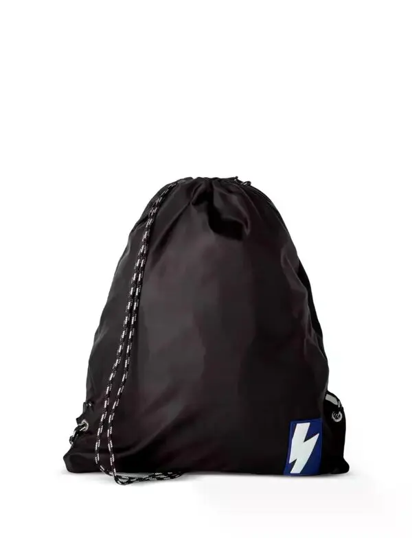 Neil Barrett Thunder Bolt Drawstring Backpack Bag - Black