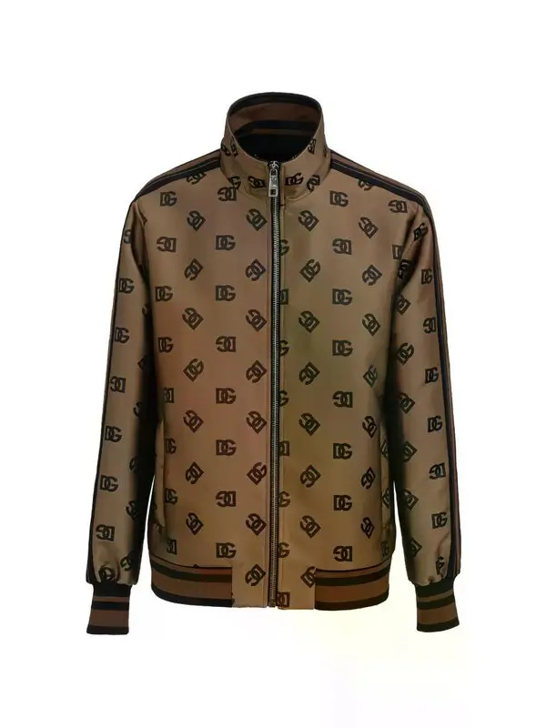 Dolce & Gabbana Logo-print High-neck Track Jacket - Brown
