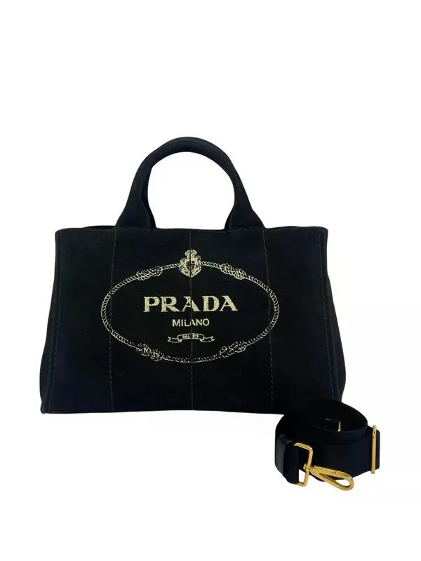 Prada 2000-2010 Small Canvas Canapa Logo Tote Satchel