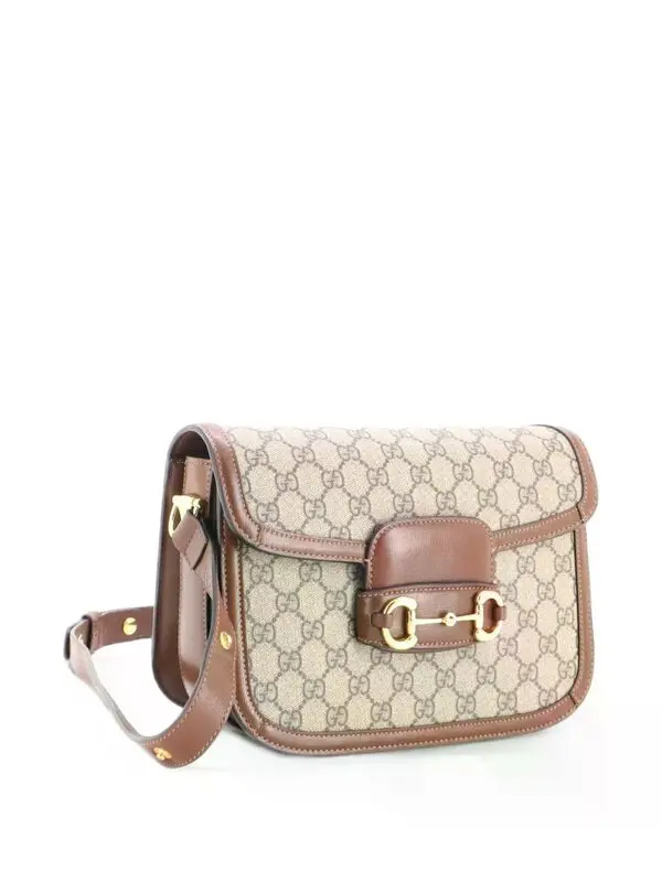 Gucci Horsebit 1955 Shoulder Bag Gg Coated Canvas With Leather Small Crossbody Bag