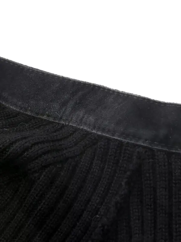 Gucci 2000s Zip-up Suede-trim Cardigan