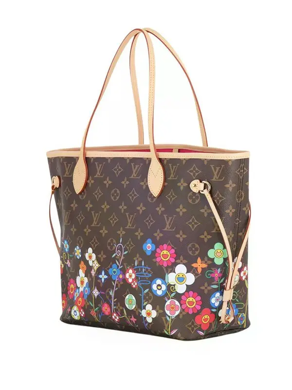 LOUIS VUITTON 2000-2026 Takashi Murakami Monogram Superflat Floral Neverfull Mm Tote Bag - Brown