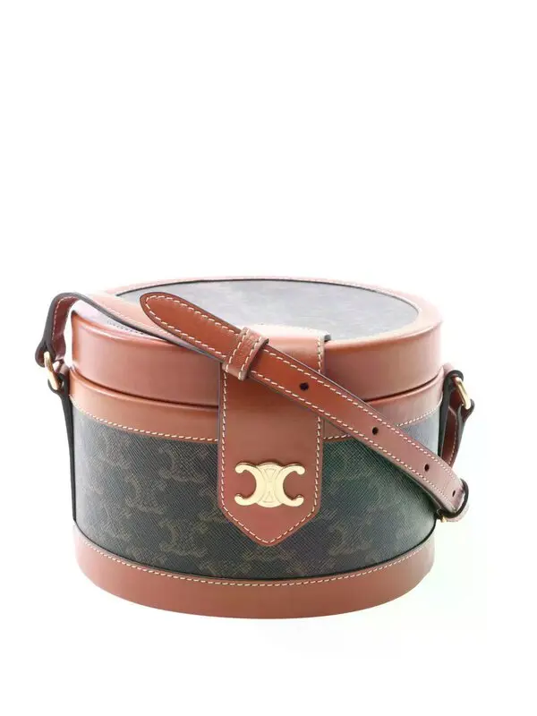 Celine 2010-2026 Medium Triomphe Coated Canvas Tambour Crossbody Bag - Brown