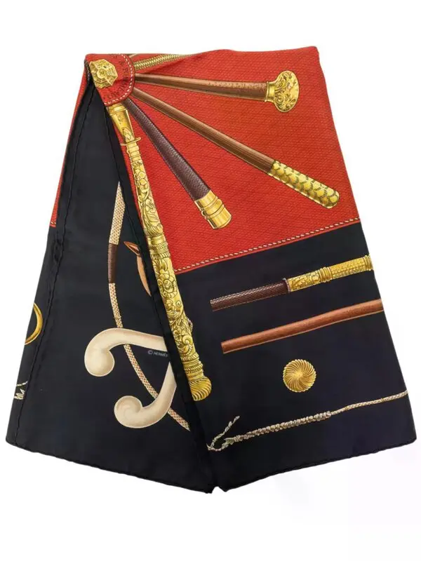 Hermès 20th Century Cannes Et Pommeaux Silk Scarf 90 Scarves - Red