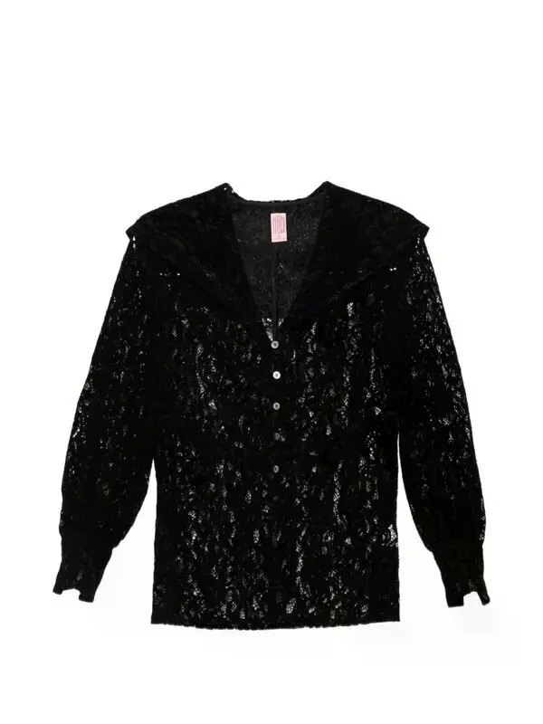FETICO Flocked-lace Sailor Collar Shirt
