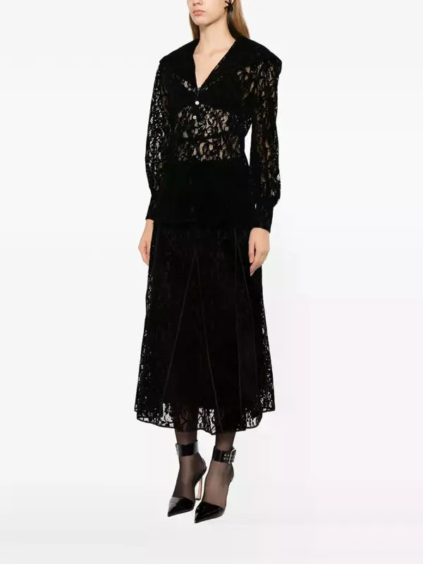 FETICO Flocked-lace Sailor Collar Shirt