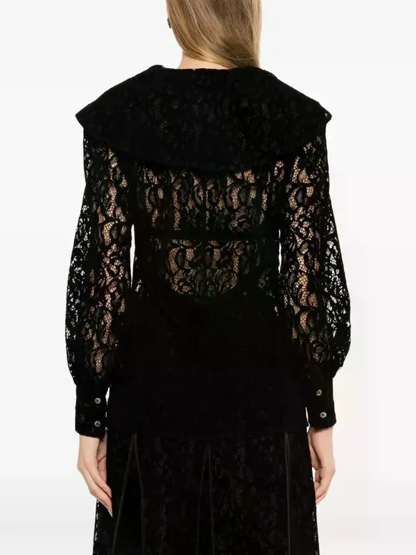 FETICO Flocked-lace Sailor Collar Shirt