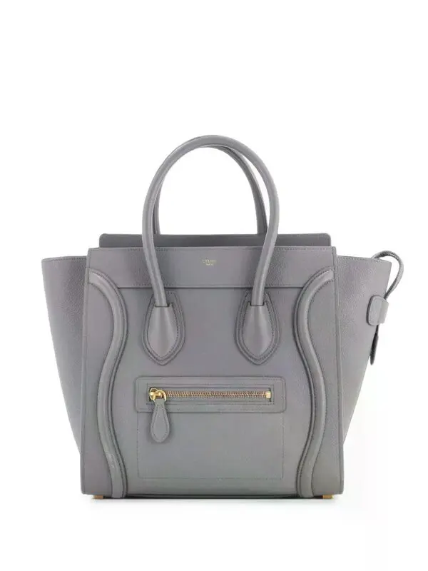 Celine Luggage Bag Grainy Leather Micro Tote Bag - Grey