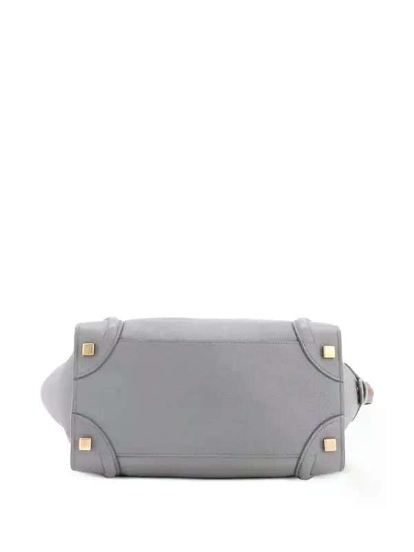 Celine Luggage Bag Grainy Leather Micro Tote Bag - Grey